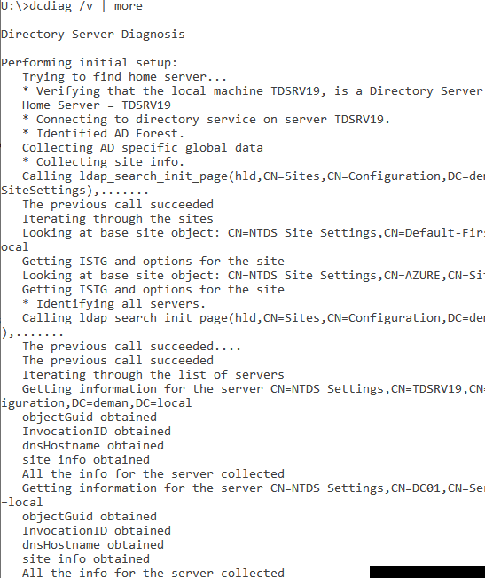 Dcdiag command run and stop | Experts Exchange