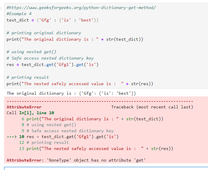 Solved: Using get function in a nested dictionary - python | Experts ...
