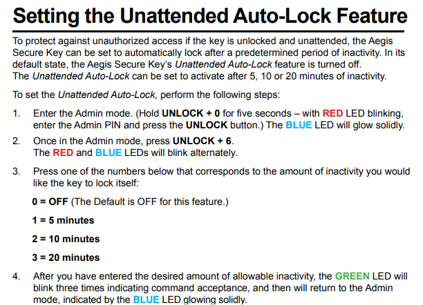 Aegis Key auto lock issue | Experts Exchange