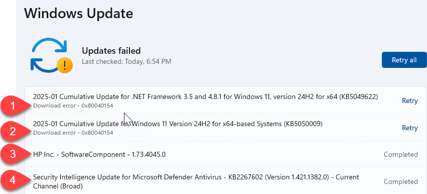 Solved: Windows 11 - Windows Update - updates failed - Download error ...