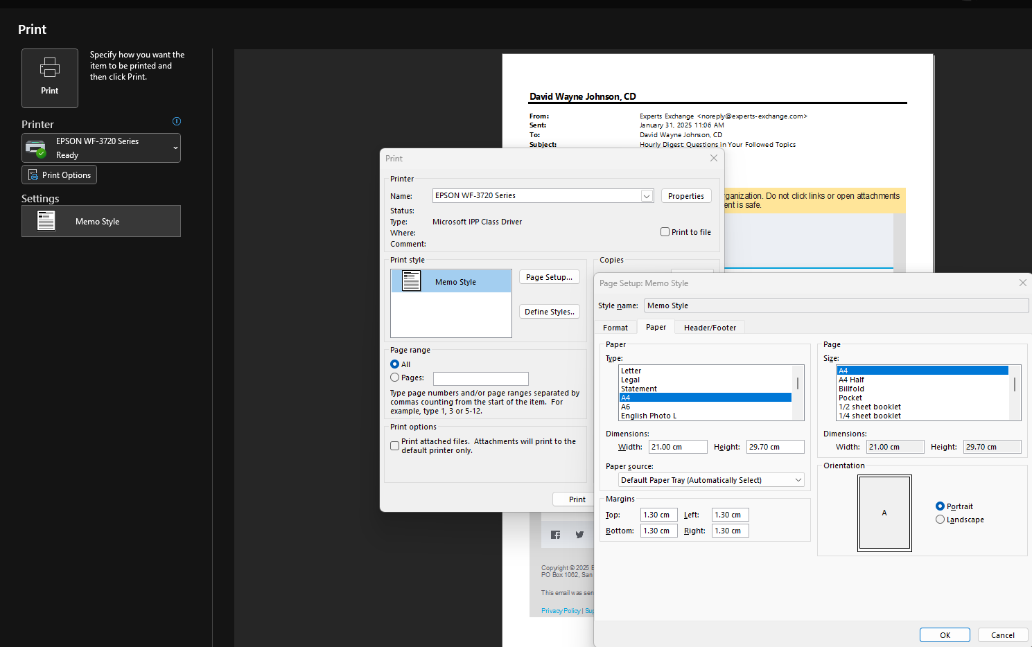 Old Legacy Print Dialog | Experts Exchange