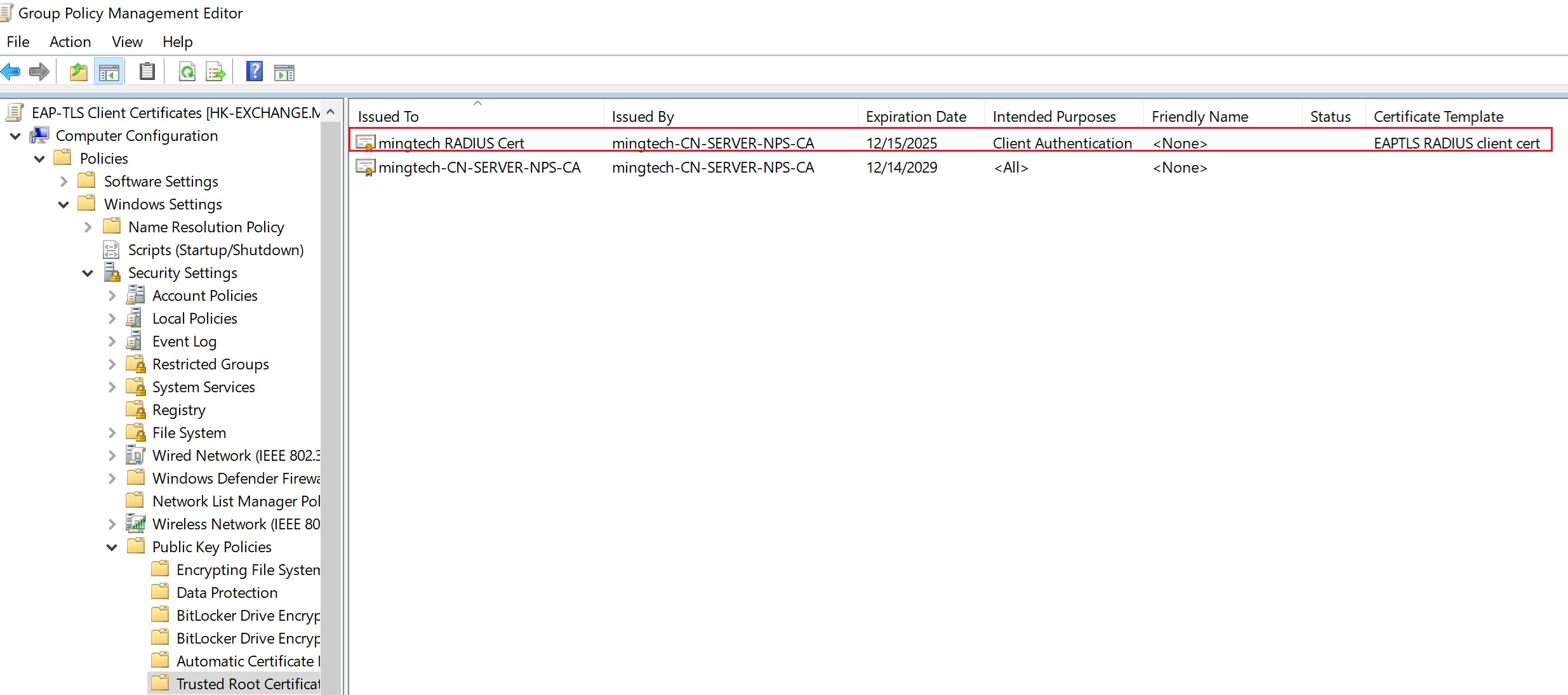 Configure RADIUS authentication using EAP-TLS in windows NPS receive a prompt | Experts Exchange