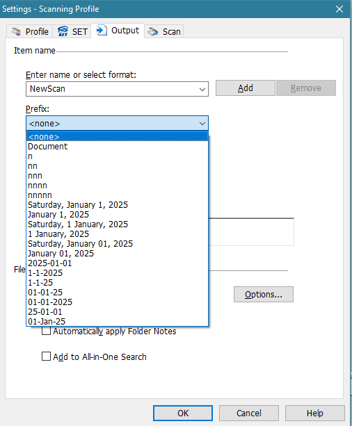 How to change the short date format in the new scan default name options | Experts Exchange