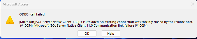An existing connection was forcibly closed by the remote host Err ...