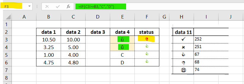 Solved: conditional formatting with symbols | Experts Exchange