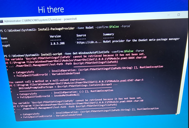 PowerShell: Error messages when executing the Autopilot procedure in PowerShell | Experts Exchange