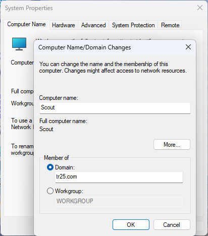Switch from a workgroup to a domain | Experts Exchange