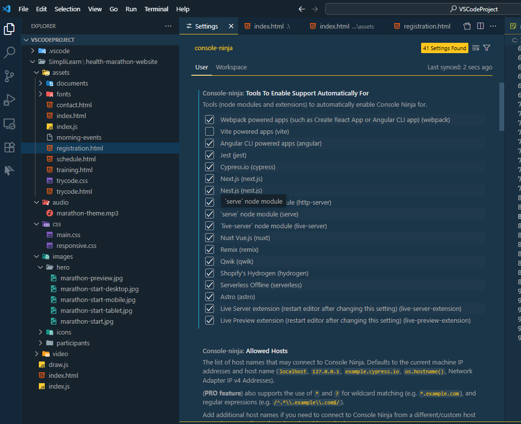Configuring ConsoleNinja to run in VSCode | Experts Exchange