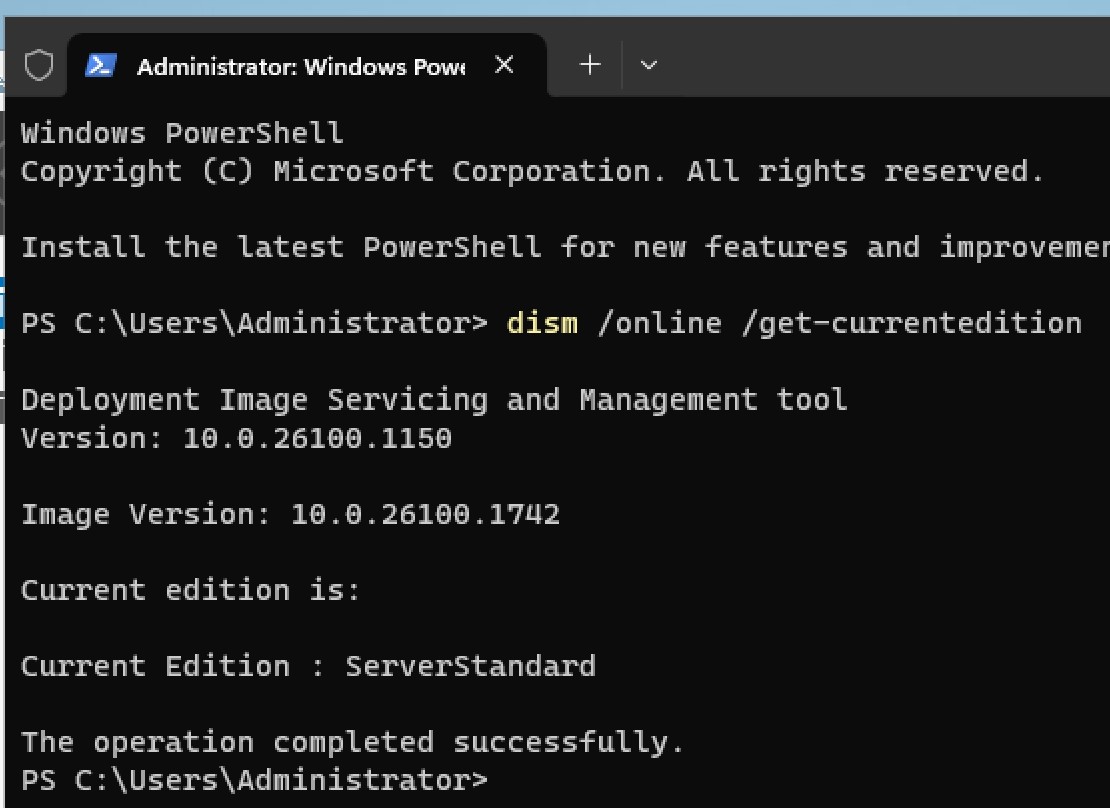 Solved: Activating Windows Server 2025 std Evalution | Experts Exchange