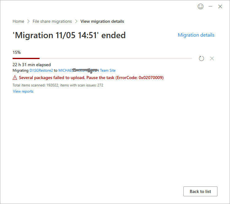 SharePoint Migration Tool (SMT) - Ran, Created folders but failed to ...