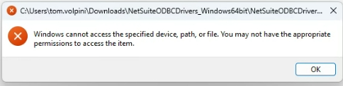 Install of NetSuite ODBC driver filing on Win 11 | Experts Exchange