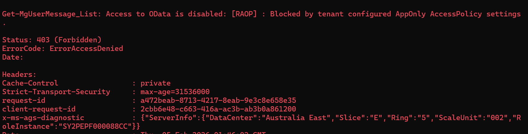 Follow up to my previous Get-MgUserMailFolder access denied. | Experts ...